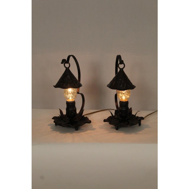 Early 20th Century Tutor Style Hand Forged Lamps - a Pair | Chairish
