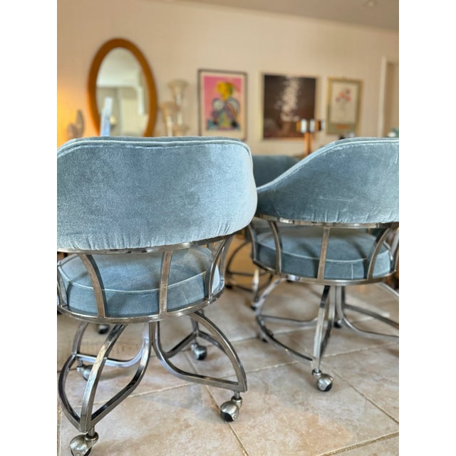 A Mid Century Modern Chrome Dining Set Including 4 Chairs on Casters ...