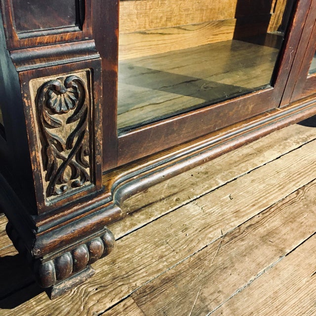 Elizabethan Revival Oak Bookcase/China Cabinet | Chairish