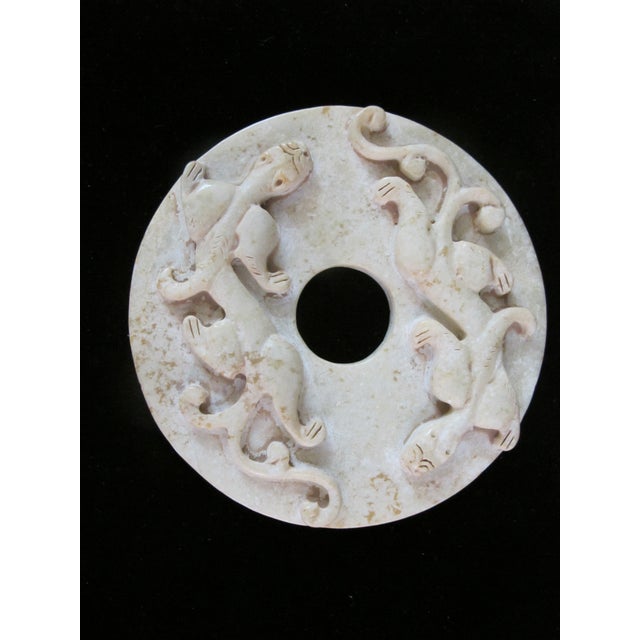 Chinese Zhou Double Dragon Carved Stone Bi Disc | Chairish