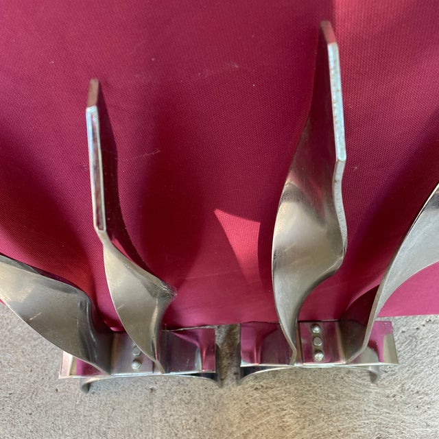 PostModern Silver Swirl Pair of Andirons Fireplace | Chairish