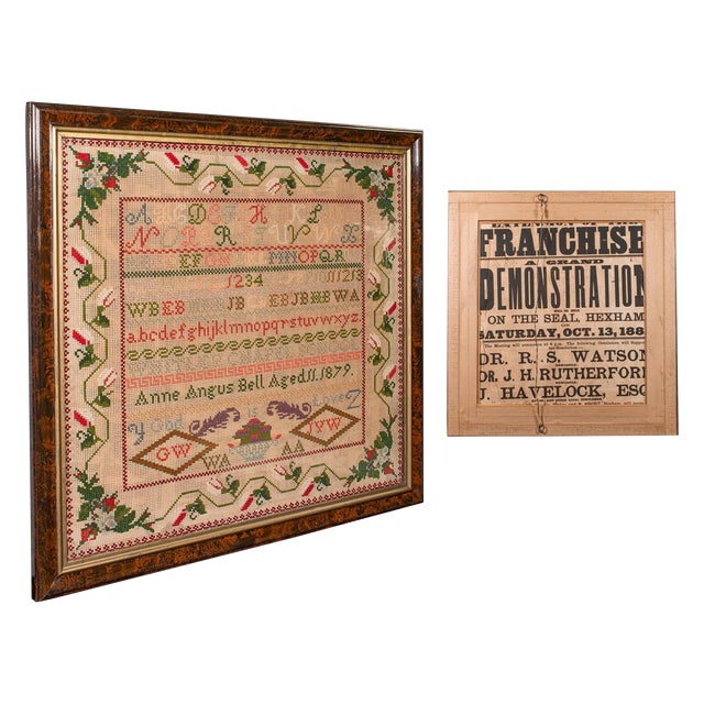 1880's Large Antique School Sampler | Chairish