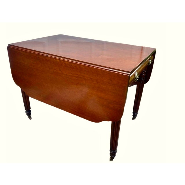 Classic American Sheraton Drop Leaf Table on Casters | Chairish