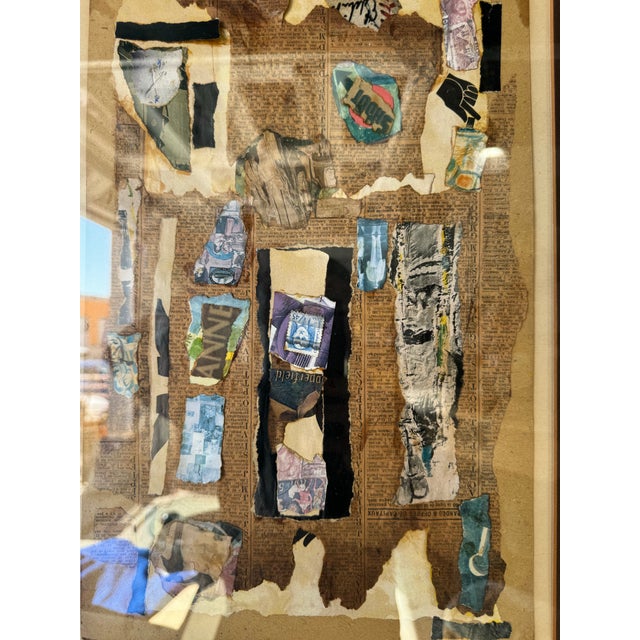 70's Vintage Mixed Media Collage Expressionist Abstract Painting | Chairish
