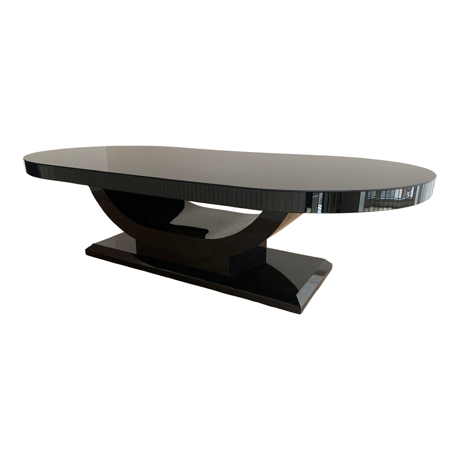 Custom Made Venfield Black Glass Large Oval Dining Table With Side ...