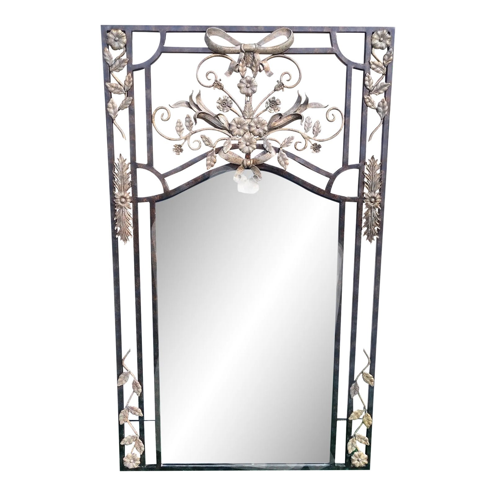 Massive Vintage Regal LaBarge Iron Bow Decorative Wall Mirror | Chairish