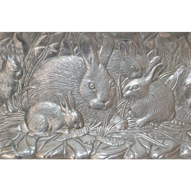 1990s Arthur Court Cast Aluminum Repousse Bunnies Rectangle Serving ...