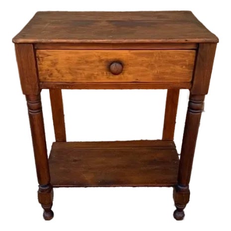 Antique 19th Century American Primitive Poplar Side Work Table | Chairish