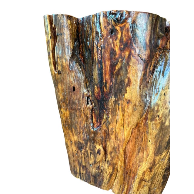 Rustic Handcrafted Reclaimed Wood Stump Side Table Plant Stand | Chairish