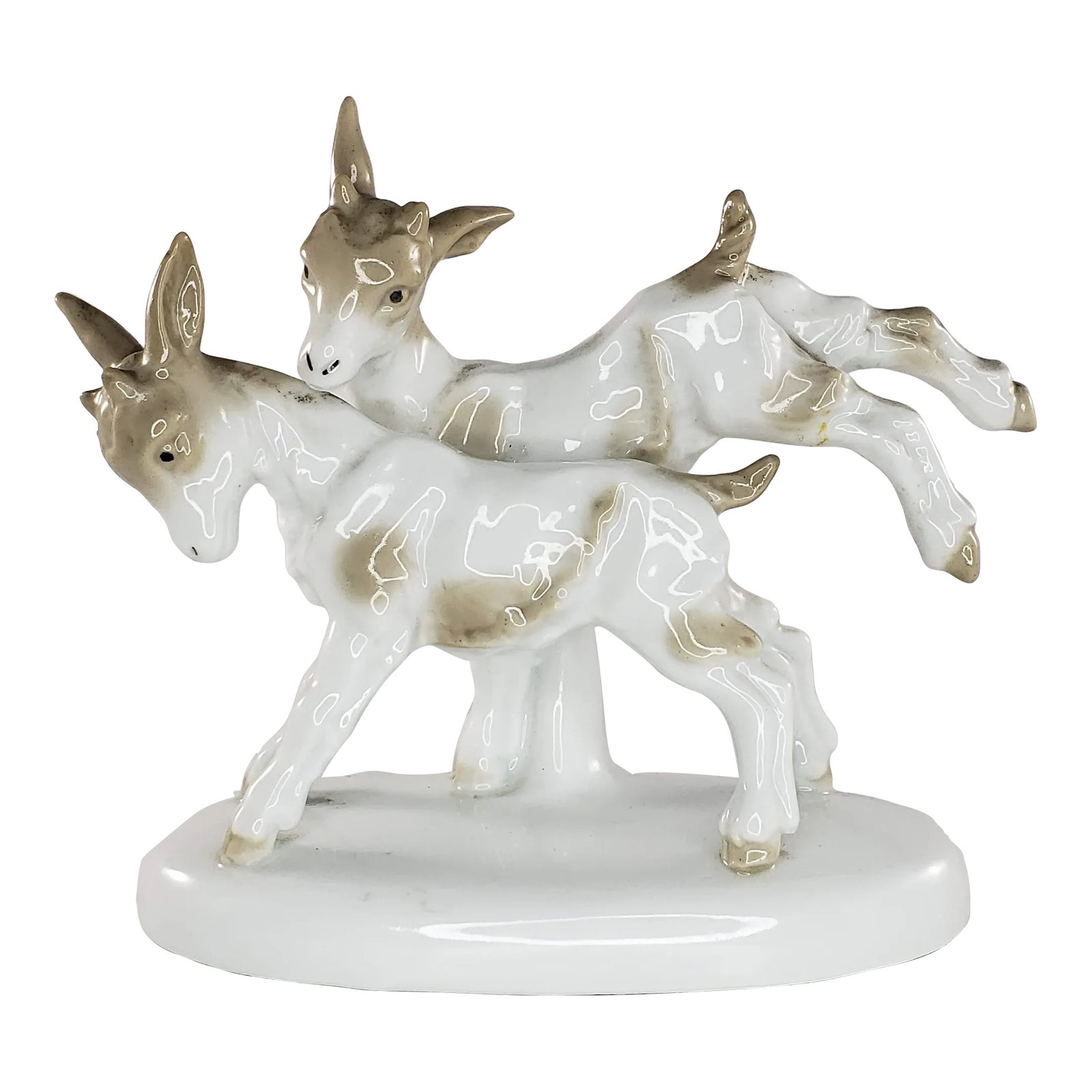 Vintage Carl Scheidig Grafenthal Goats Playing Figurine Porcelain | Chairish