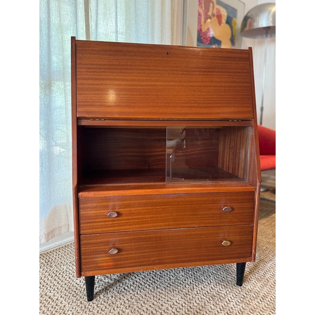 Mid Century Modern Drop Front Bureau Made by Lebus, Circa 1960s. | Chairish