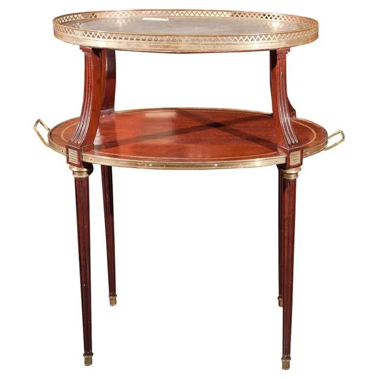 French Two Tier Mahogany Dessert Stand | Chairish