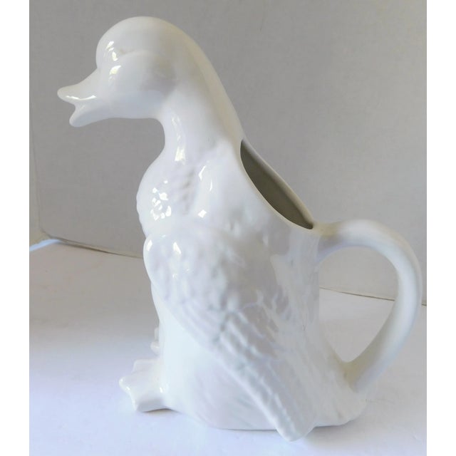 White Ceramic Vintage Duck Pitcher | Chairish