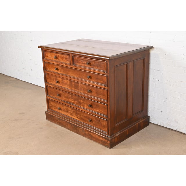 Antique Victorian Walnut Architect's Blueprint Flat File Cabinet or ...