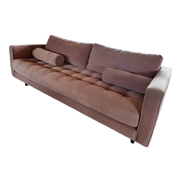 HD Buttercup Blush Pink Velvet Sawyer Sofa | Chairish