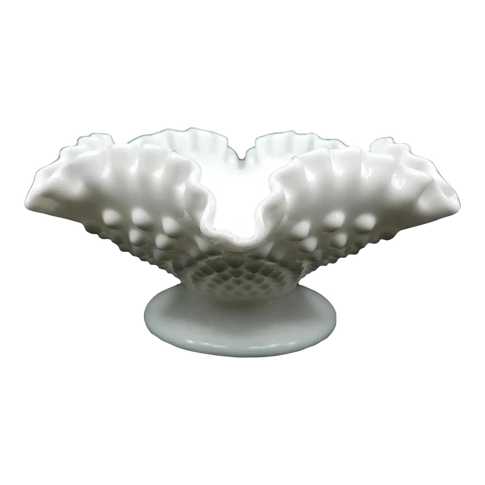 Mid 20th Century Fenton Hobnail Ruffled Edge Candy Dish Bowl | Chairish