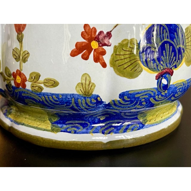 Italian Faience Hand Painted Flower Pots, a Pair | Chairish