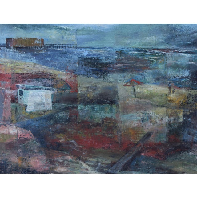 Vintage Mid Century Modern Abstract Cubist Beach Scene Seascape Oil ...