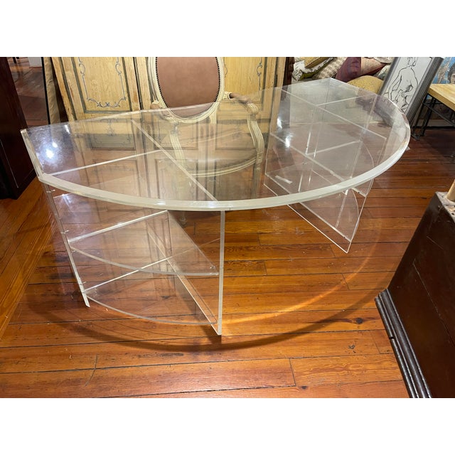 1970s Acrylic Demi Lune Mid Century Lucite Desk | Chairish