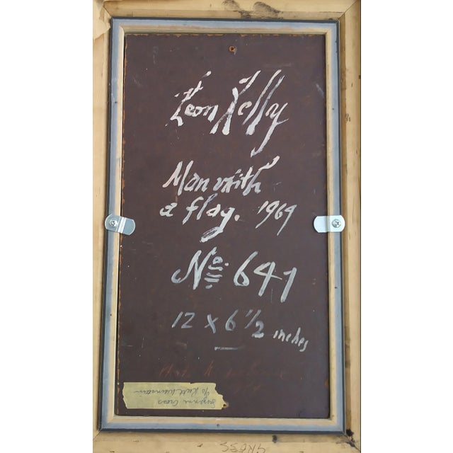 1960s "Man With a Flag" Leon Kelly Oil Painting on Masonite | Chairish