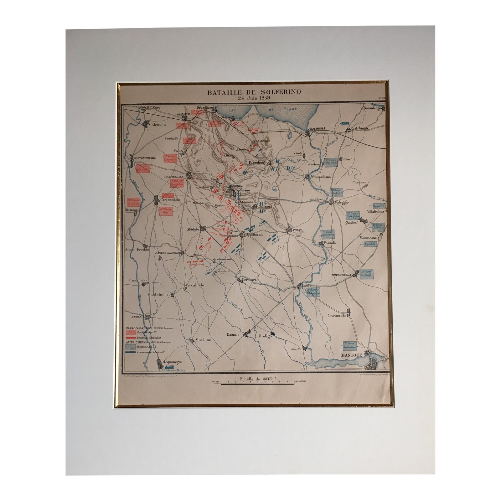 Battaille De Solferino 24 Juin 1859 Antique French Map (Matted) | Chairish