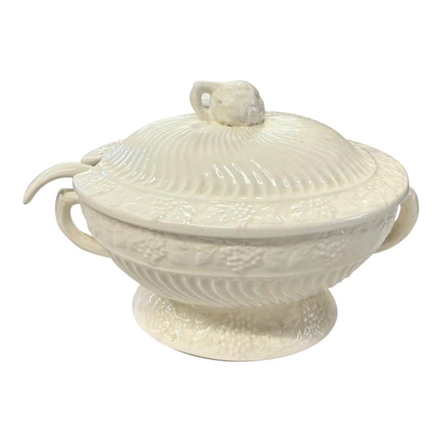 White Soup Tureen With Lid and Serving Spoon | Chairish