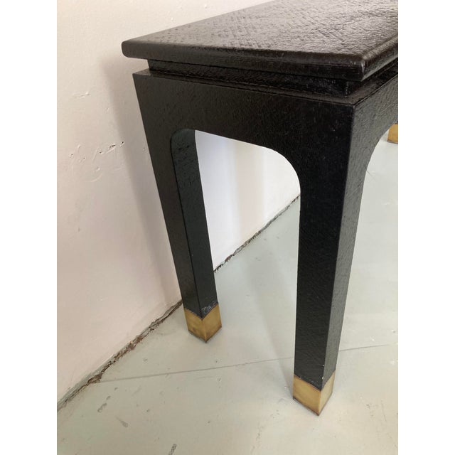 Van Horn Black Lacquered Raffia Wrapped Console | Chairish