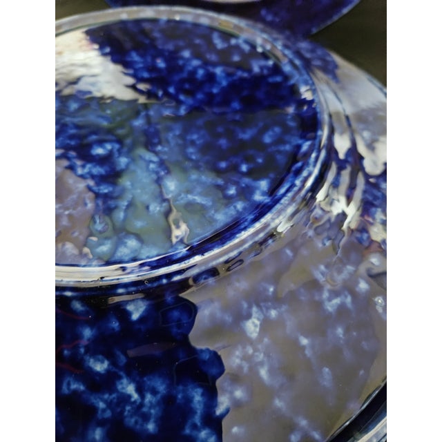 Vintage Blue Stangl Blue Spongeware Plates - Set of 4 | Chairish