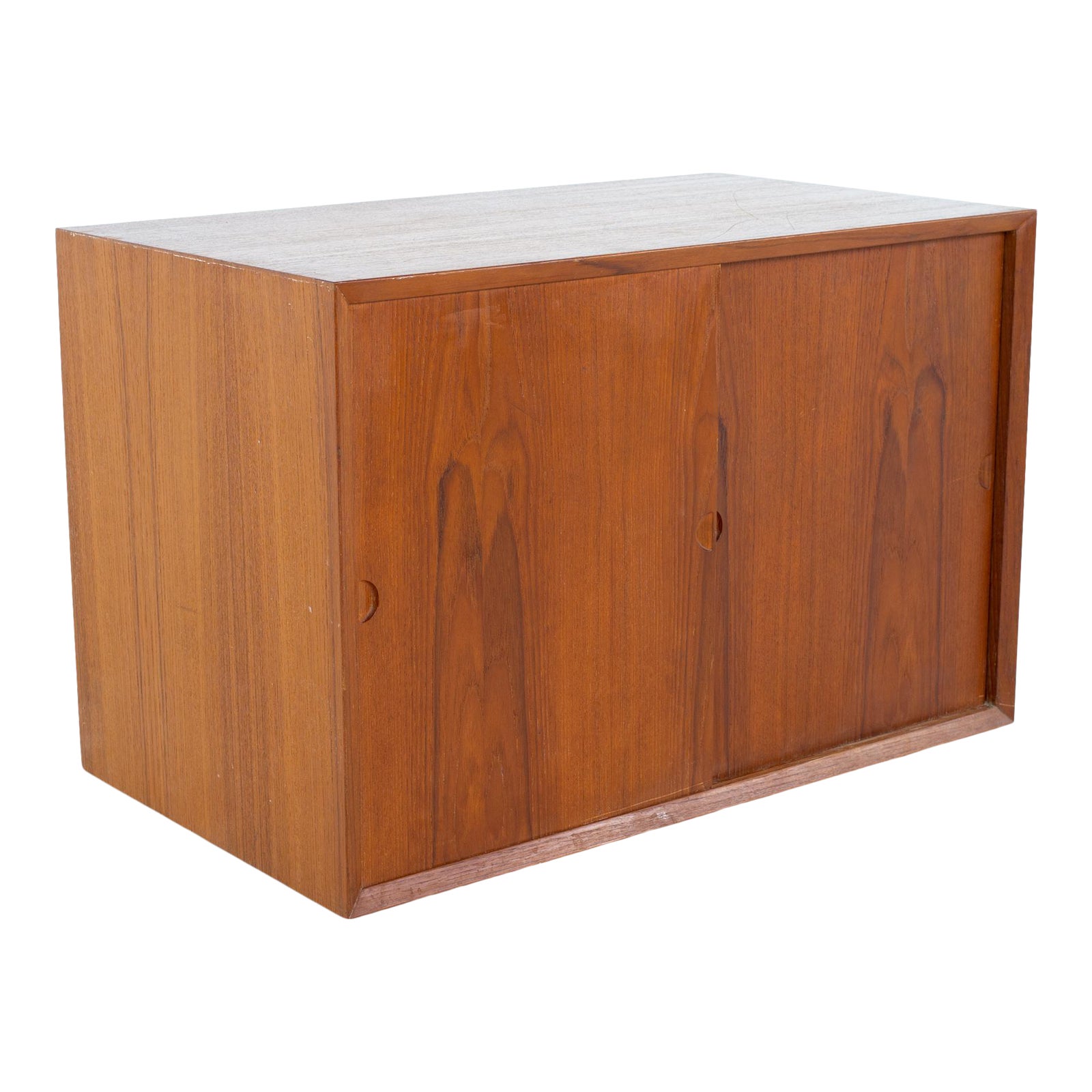 Cado Mid Century Teak Sliding Door Wall Unit Box | Chairish