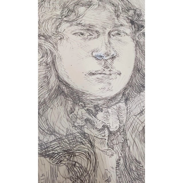 Vintage Pen and Ink Portrait of a Young Man | Chairish