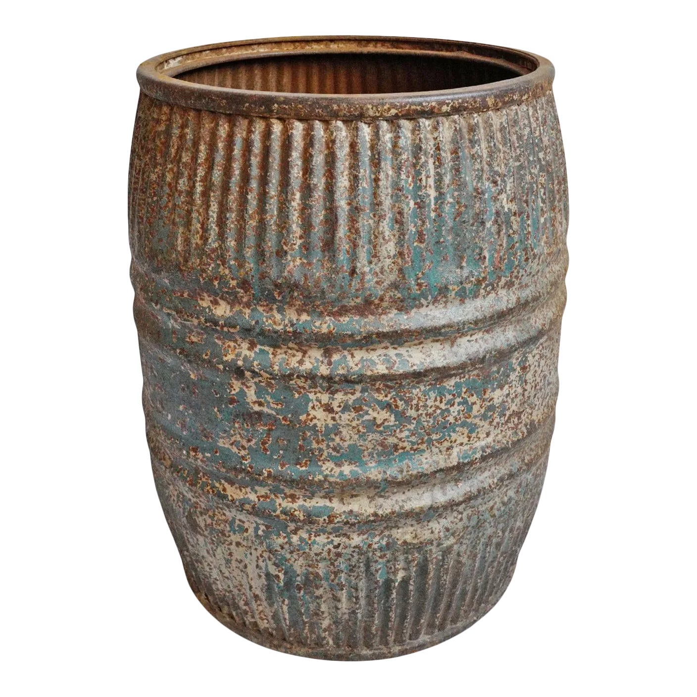Vintage Iron Grain Barrel | Chairish
