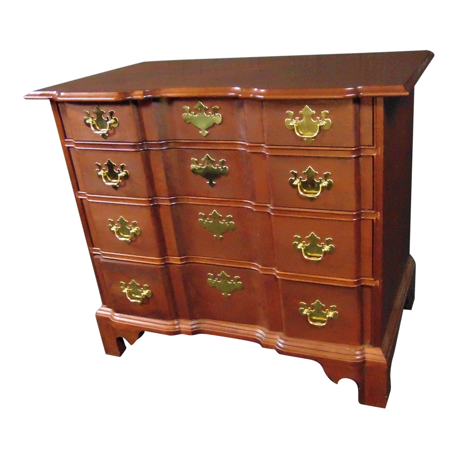 Custom Chippendale Solid Mahogany Block Front Chest | Chairish