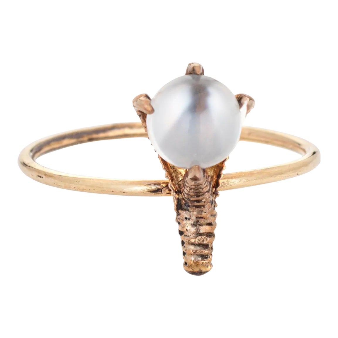 Antique Victorian Moonstone Conversion 14k Rose Gold Talon Claw Ring ...