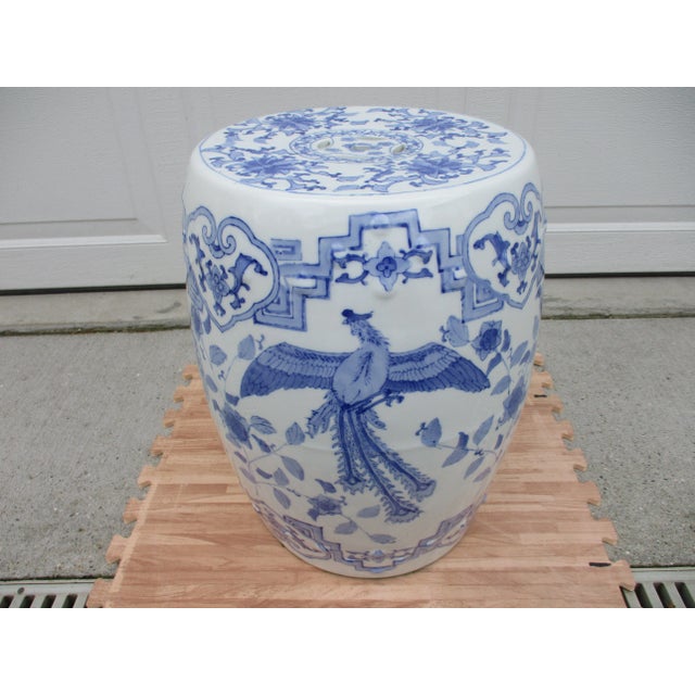 Blue & White Ceramic Chinese Garden Stool | Chairish