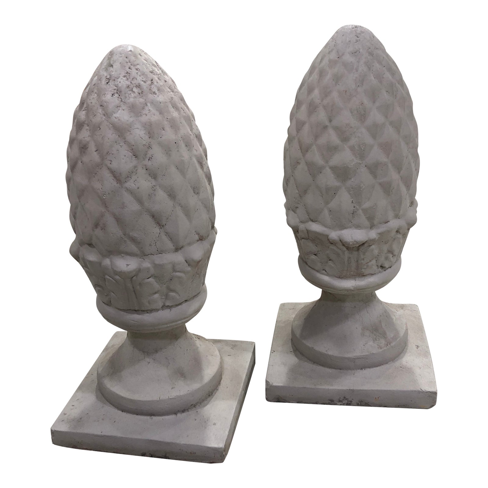 Tall Cement and Plaster Garden Outdoor Finials - Set of 2 | Chairish