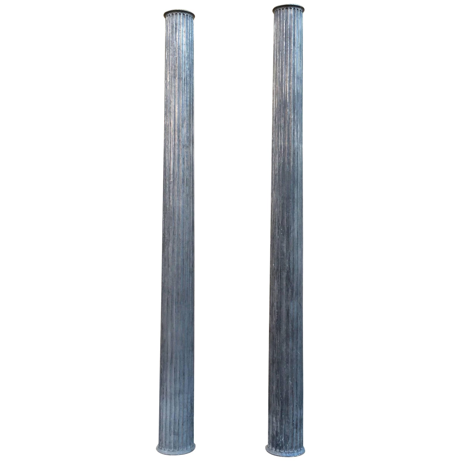 1920's Architectural Gunmetal Steel Fluted Columns-a Pair | Chairish