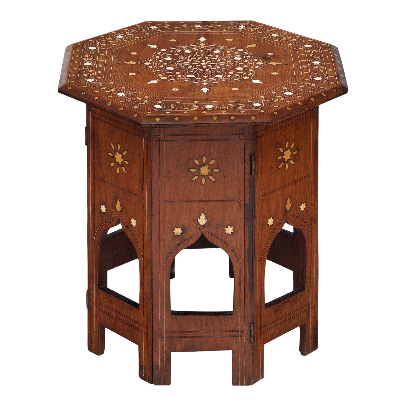 Indian Side Table From Hoshiarpur With Bone Inlay | Chairish