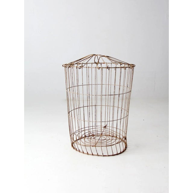 Vintage Industrial Metal Basket | Chairish