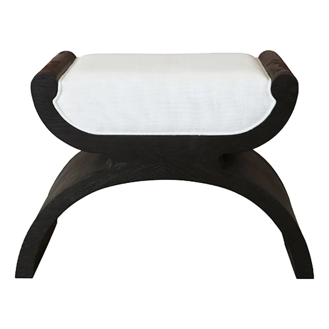 Matthew Izzo Home Janna Espresso Cerused Oak Stool With White Linen ...