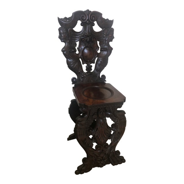 Italian Renaissance Style Walnut Sgabello Chair, 19th Century. | Chairish