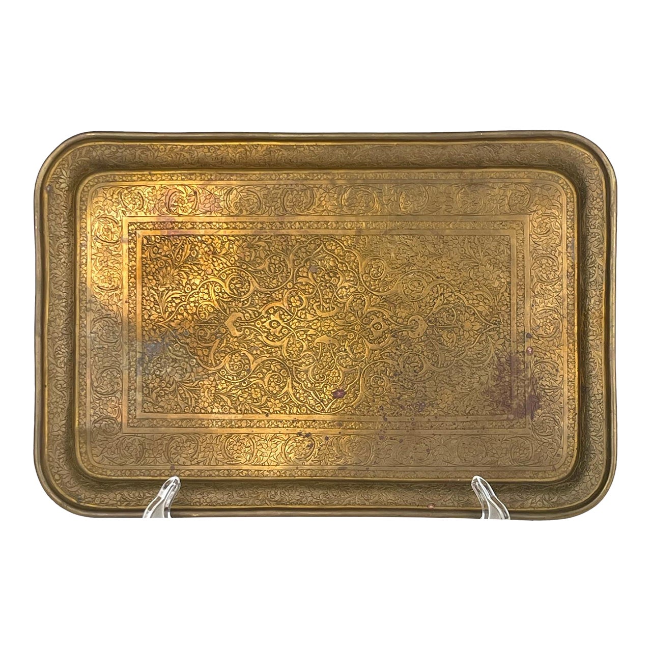 19th Century Persian Kajar Handmade Brass Tray | Chairish