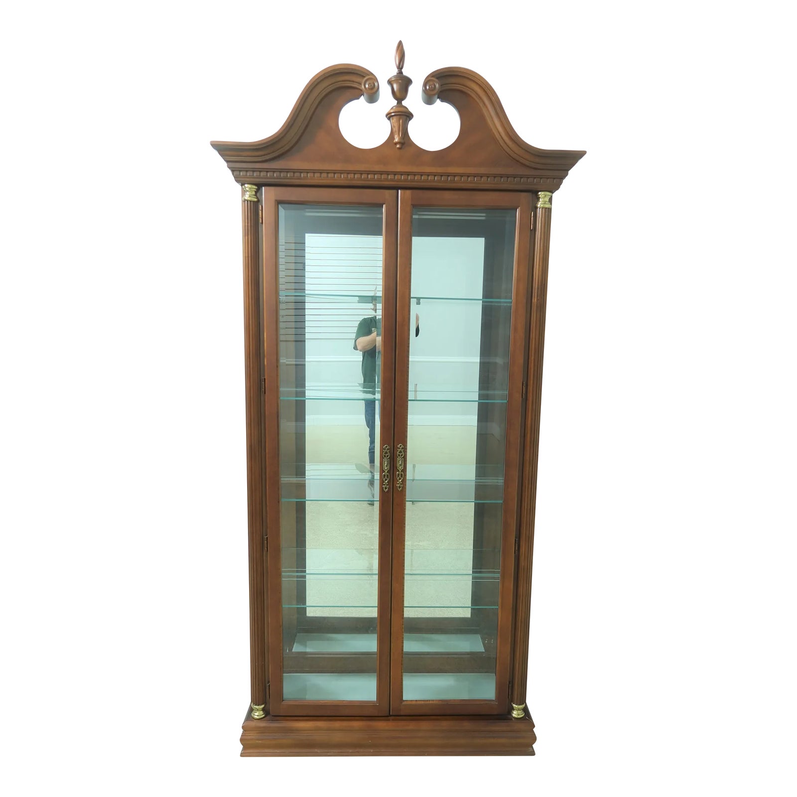 Pulaski Beveled Glass 2 Door Cherry Curio Cabinet | Chairish
