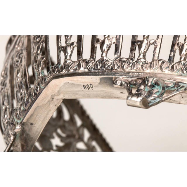 Silver Bowl, 835 Silver with Cobolt Glass Liner | Chairish