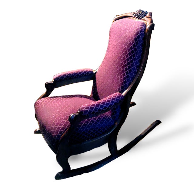 Late 19th C Walnut Lincoln Style Rocking Chair Re-Upholstered in ...