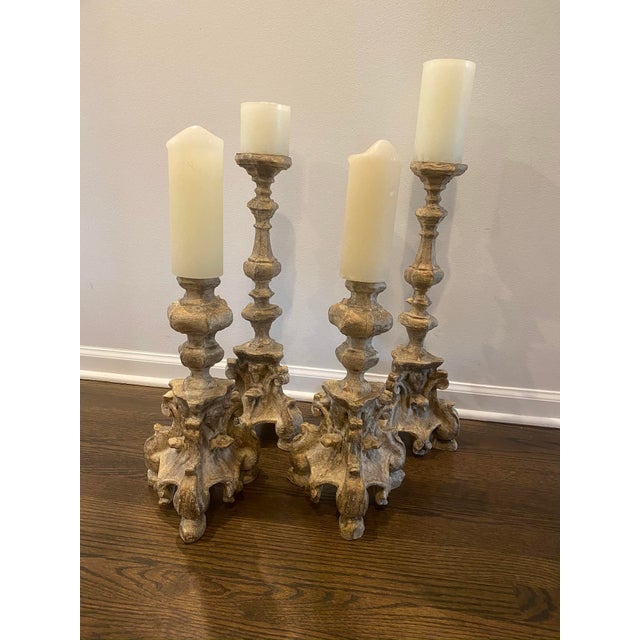 Mid 20th Century Rococo Italian Large Candle Holders - Set of 4 | Chairish