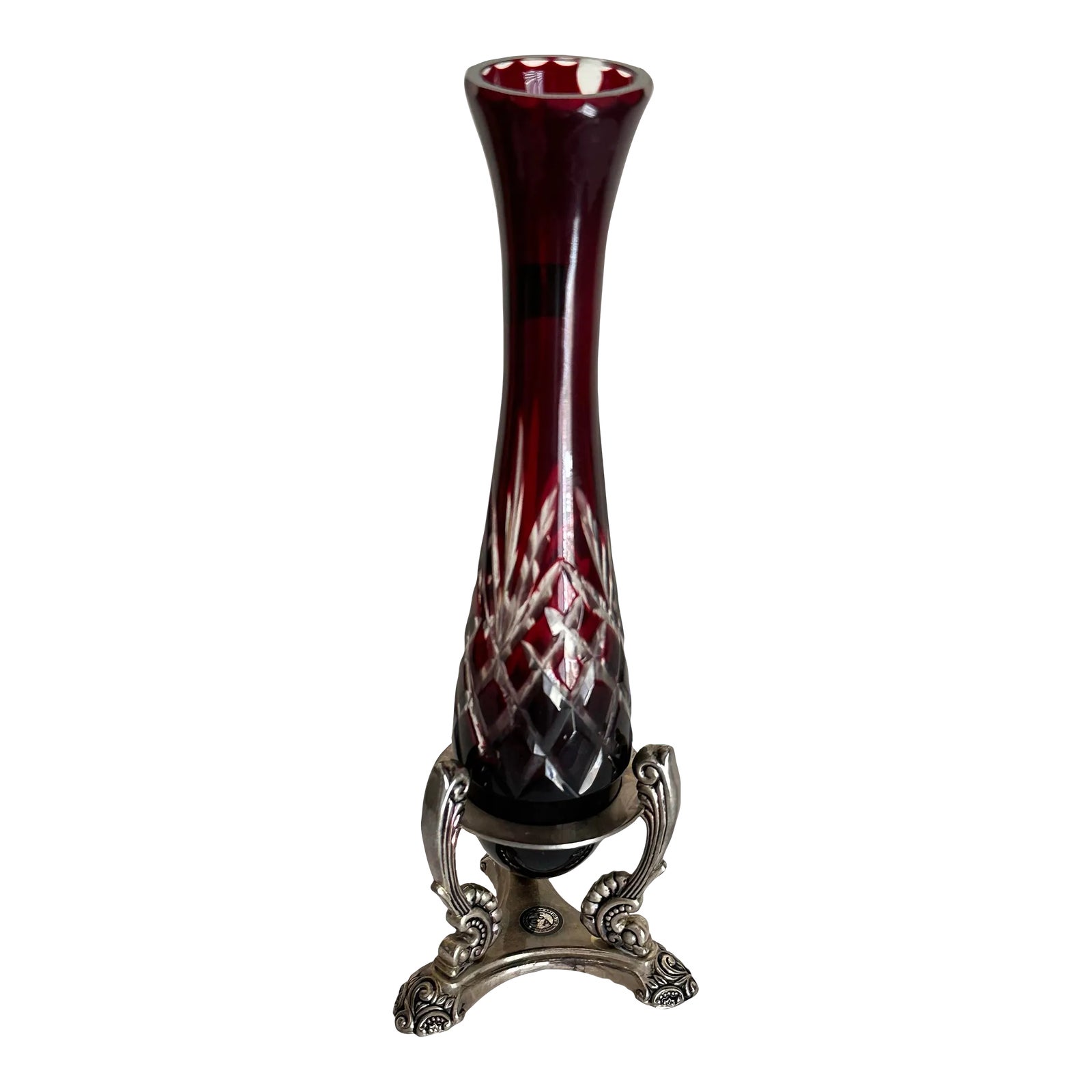 Vintage 1960s Crystal Legends by Godinger Crystal Ruby Red Cut to Clear ...