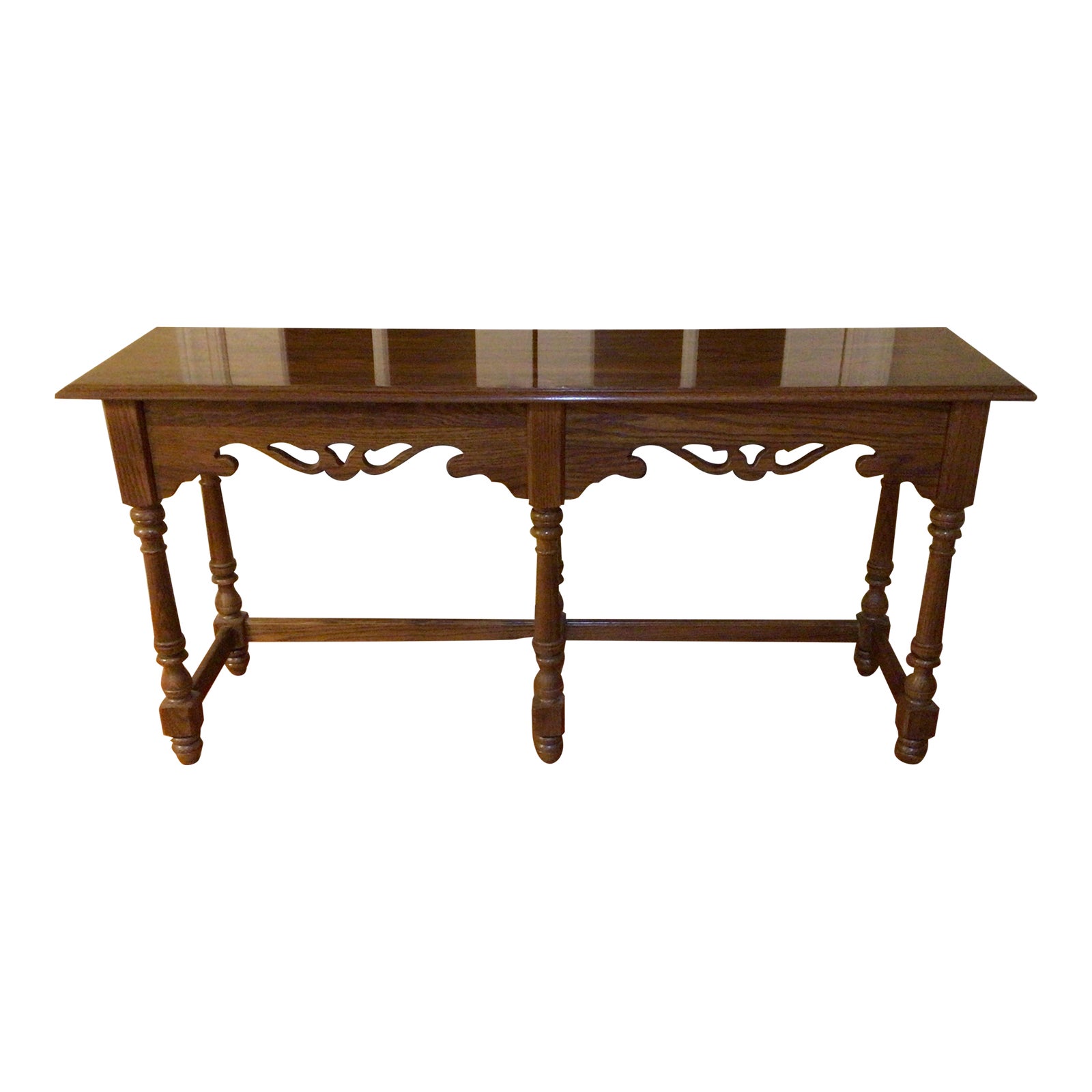 Ethan Allen Oak Console Sofa Table | Chairish