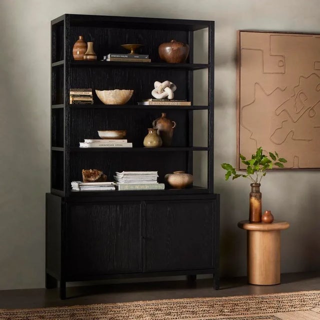 Four Hands Hopkins Bookcase, Brushed Ebony Oak Veneer | Chairish