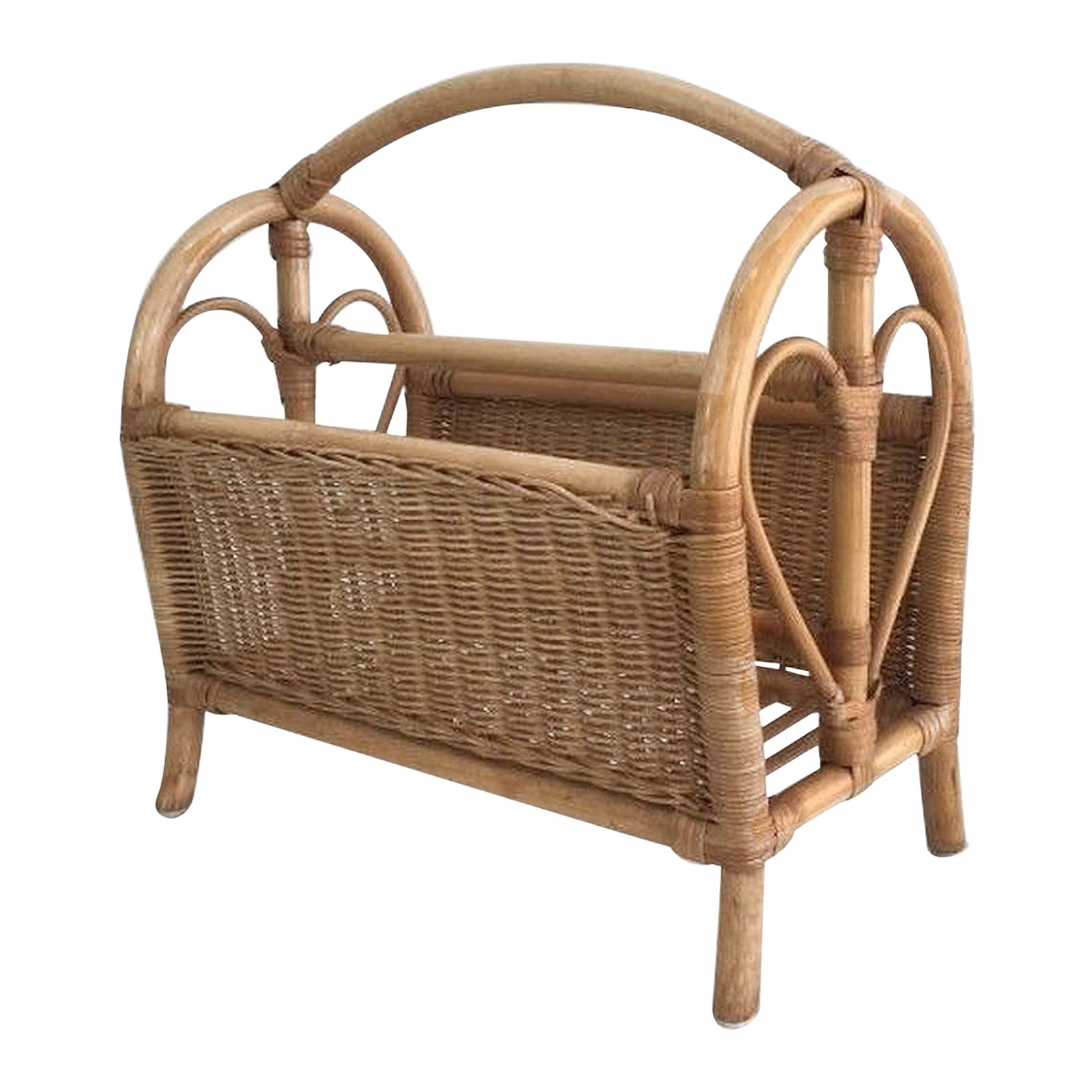 1970s Rattan Magazine Rack | Chairish