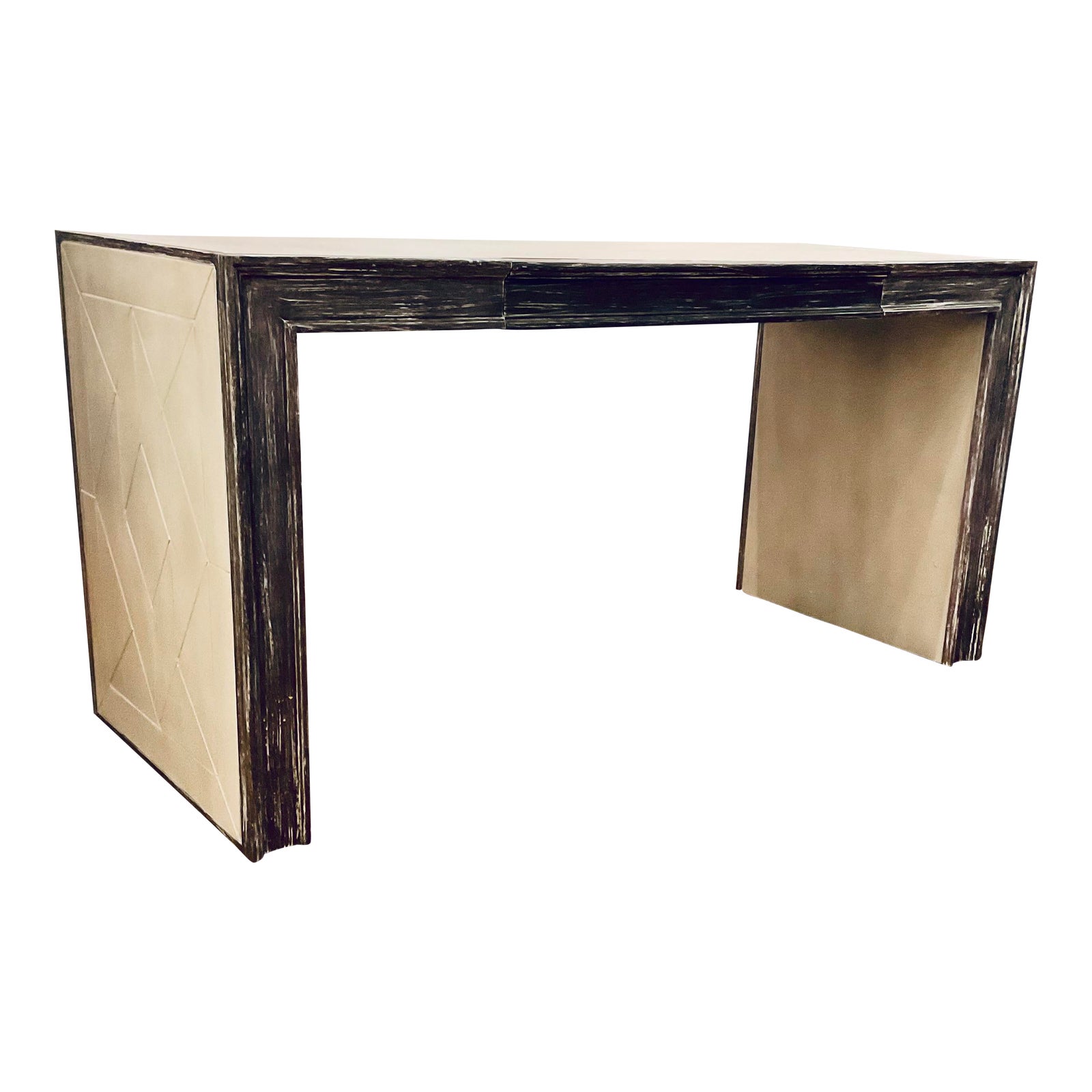 Hickory White Cerused Wood Antiqued Cream Writing Desk | Chairish